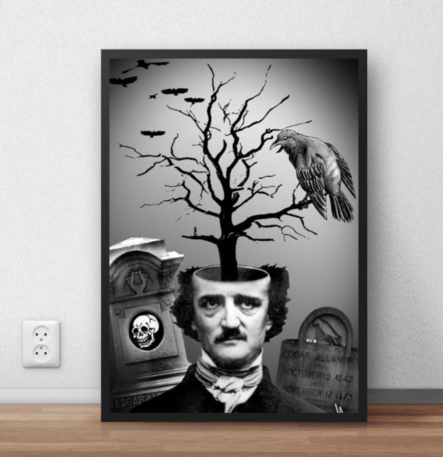 Lindo Quadro Decoração Gotica Escritor Edgar Allan Poe P6061 ...
