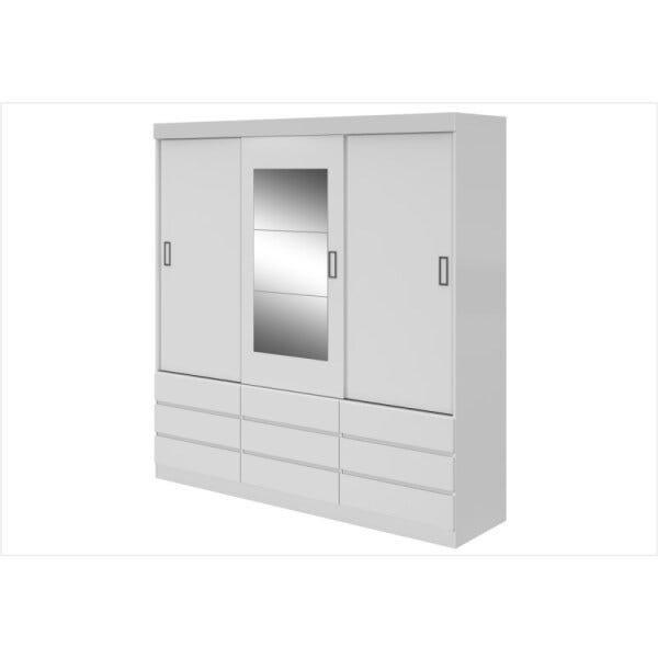 Guarda-Roupa 3 Portas de Correr e Espelho Hércules Branco - Móveis Lp ...