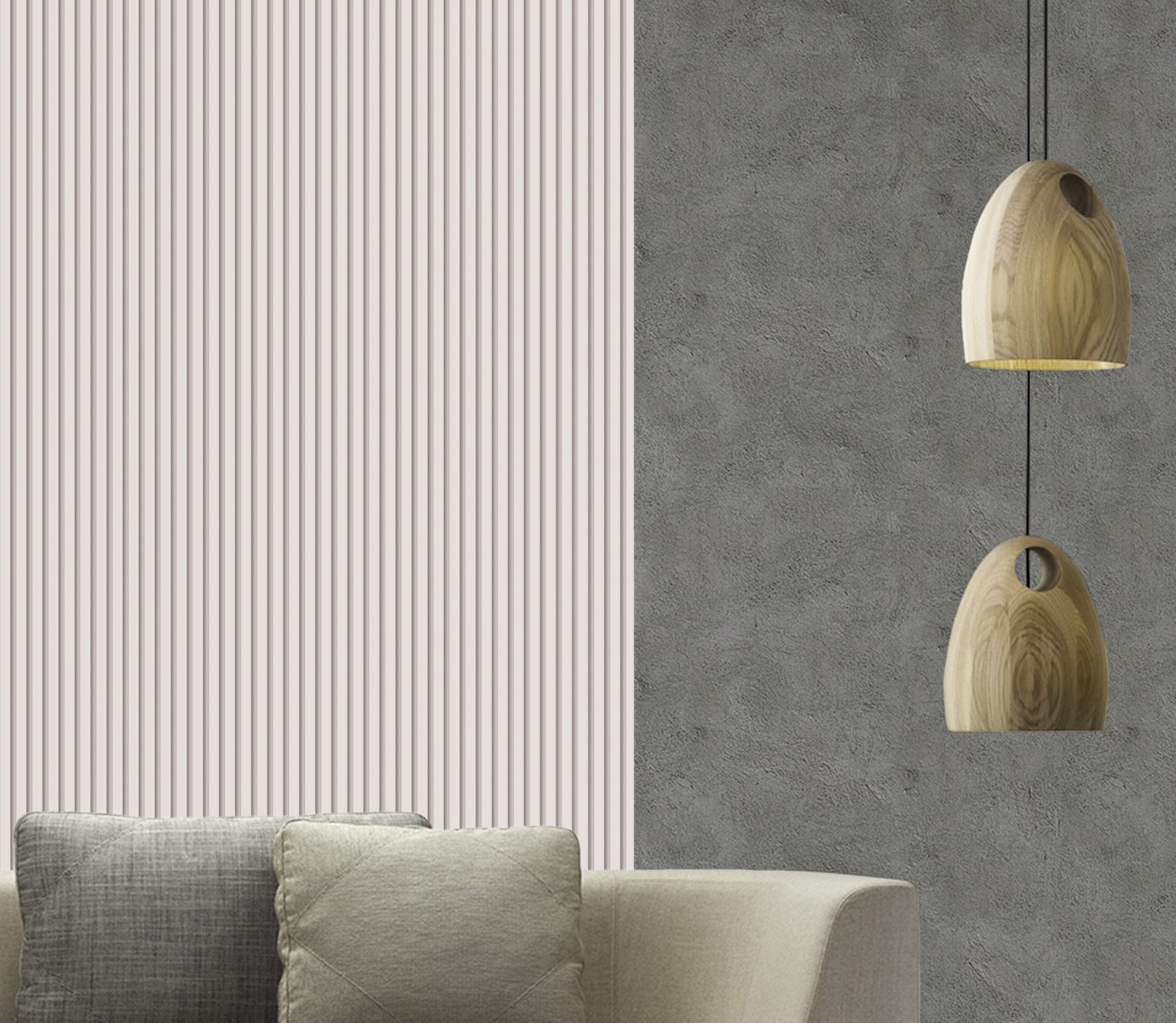 Papel de Parede Ripado Liso de Madeira Cor Bege 12m | MadeiraMadeira