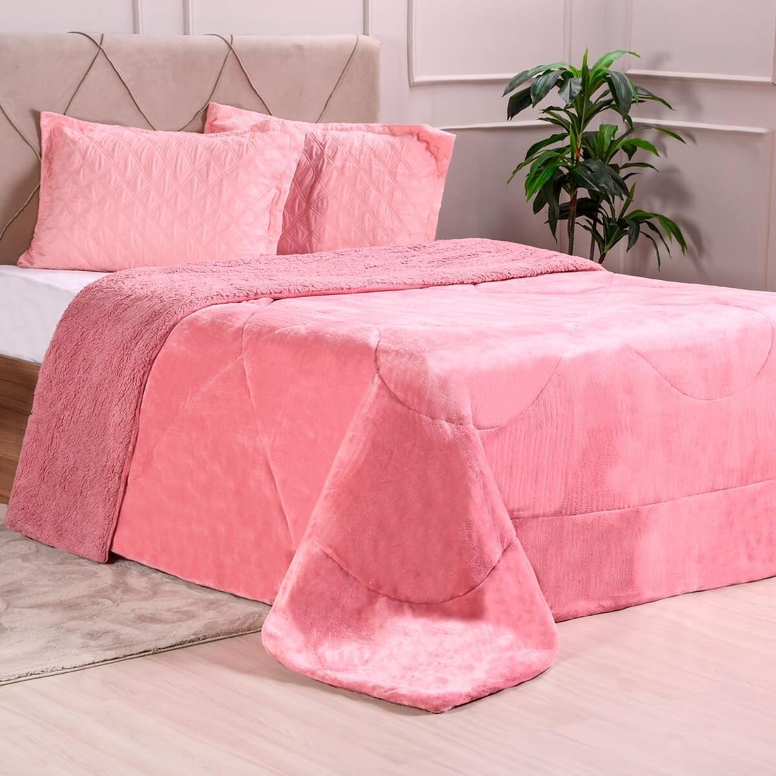 Edredom Sherpa Casal Dupla Face Fleece | MadeiraMadeira