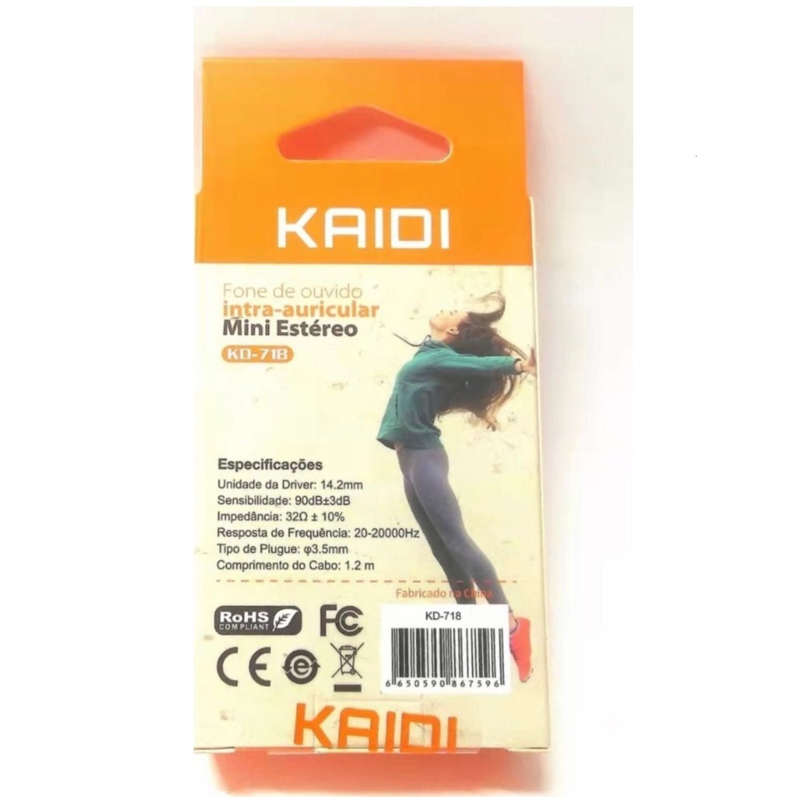 Fone de Ouvido KAIDI Intra-auricular KD-718 Potente Com Microfone e ...