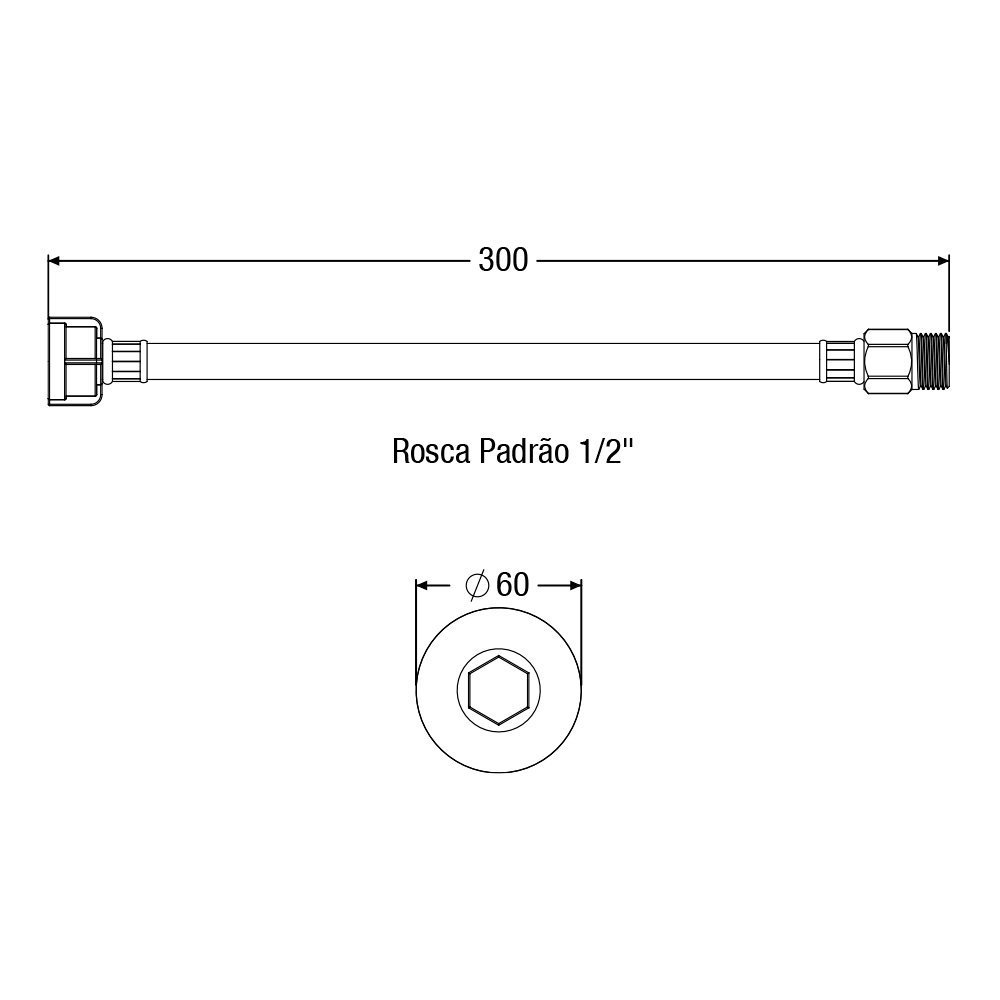 Engate Flexível PVC Macho x Fêmea 1/2" 30cm Censi Kit c/10 | MadeiraMadeira