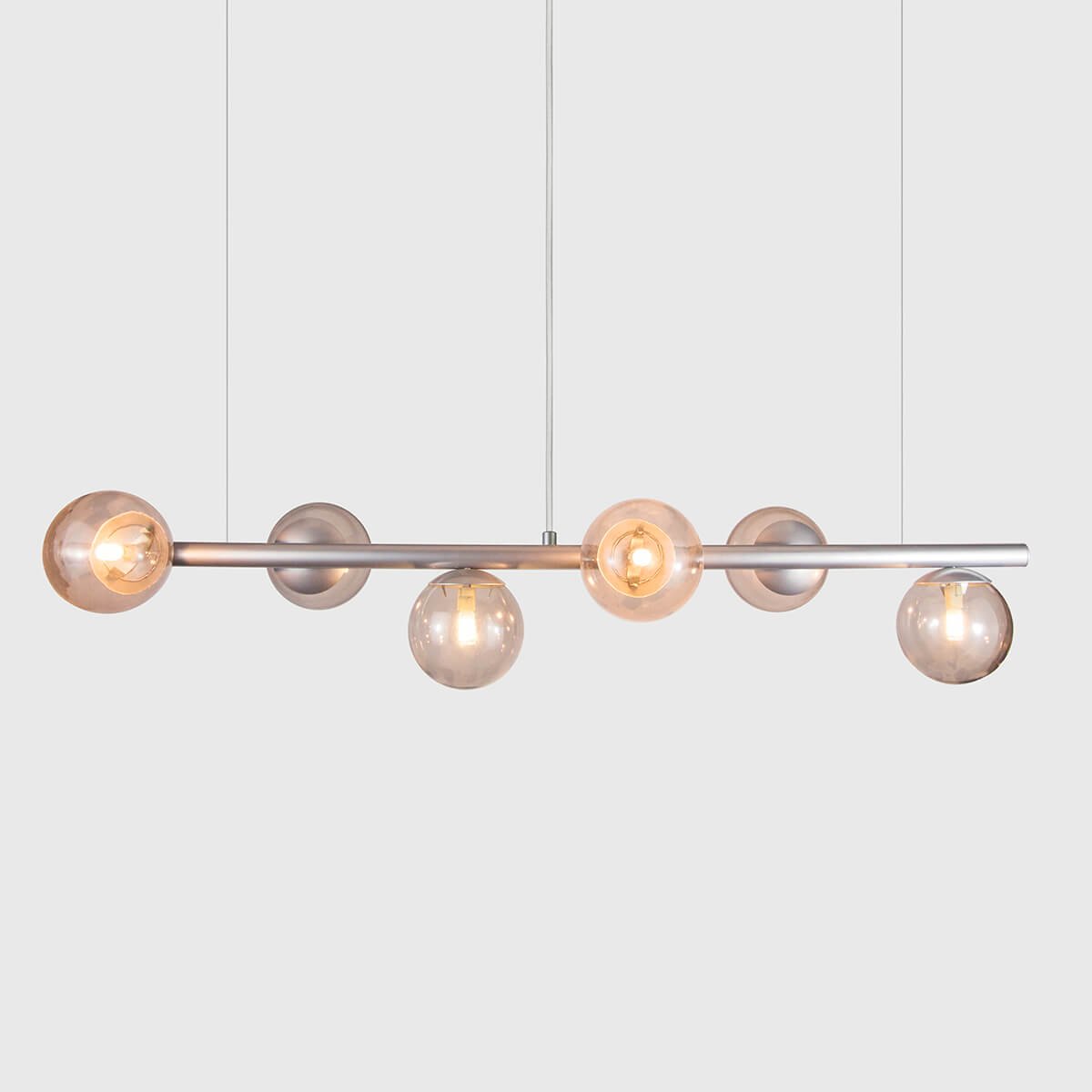 Lustre Pendente Figo Prata - 6 Globos Esfera de Vidro Fumê - 6-2620-15 ...