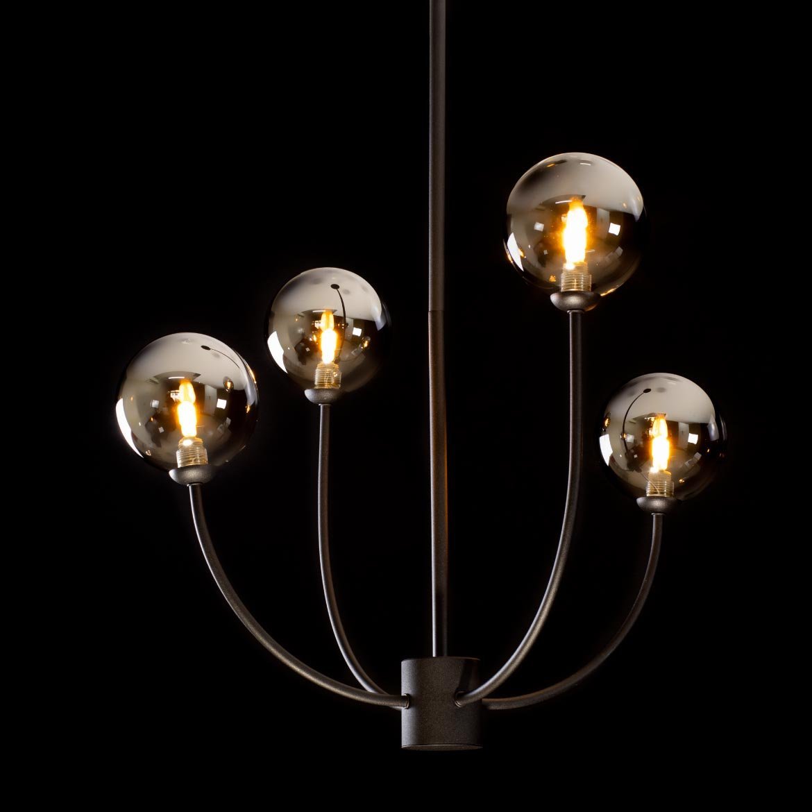 Lustre Pendente Grape Preto Fosco e Smoky Globo + 4X G9 BQ Starlux ...