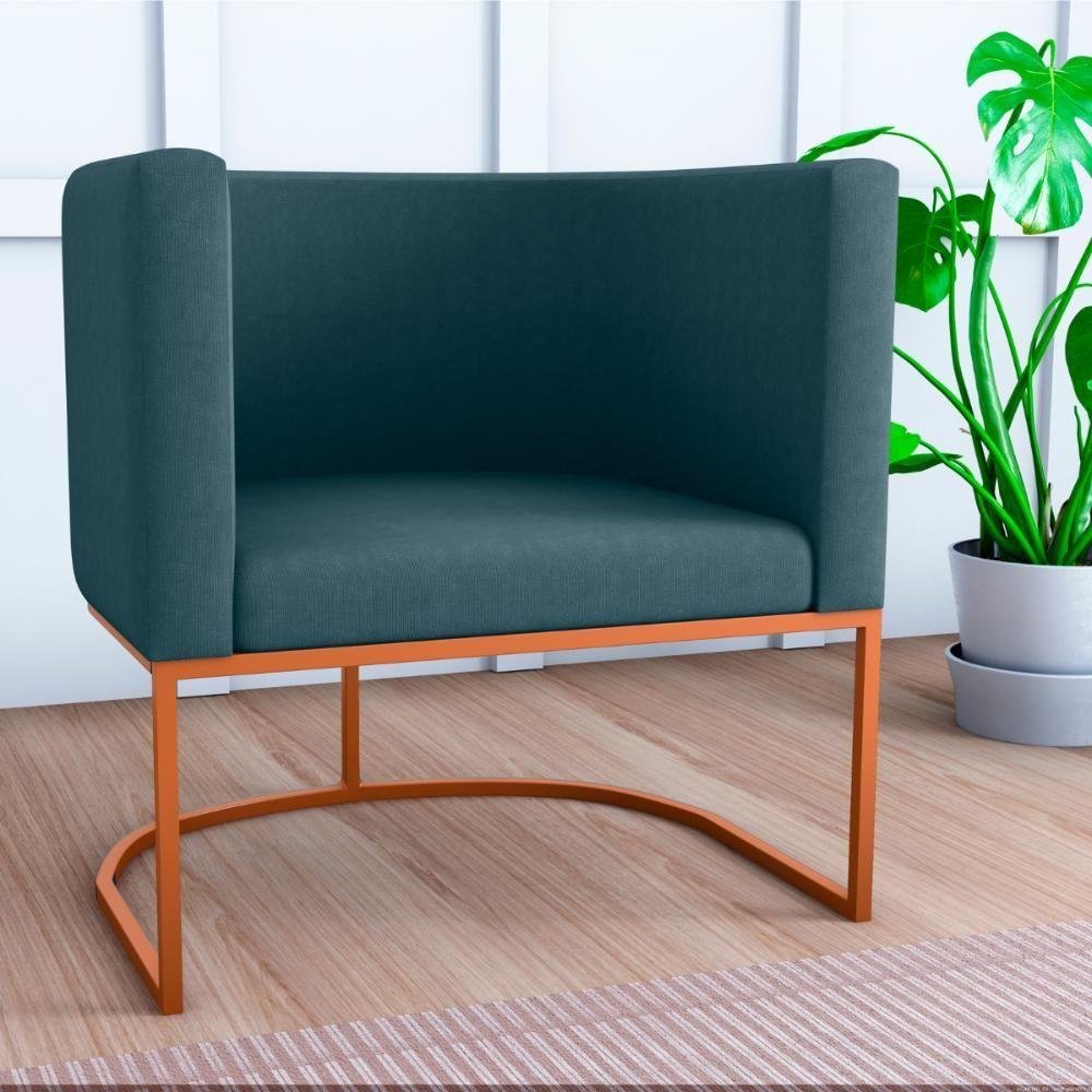 Poltrona Decorativa para Sala Lyra Suede Marrom | MadeiraMadeira