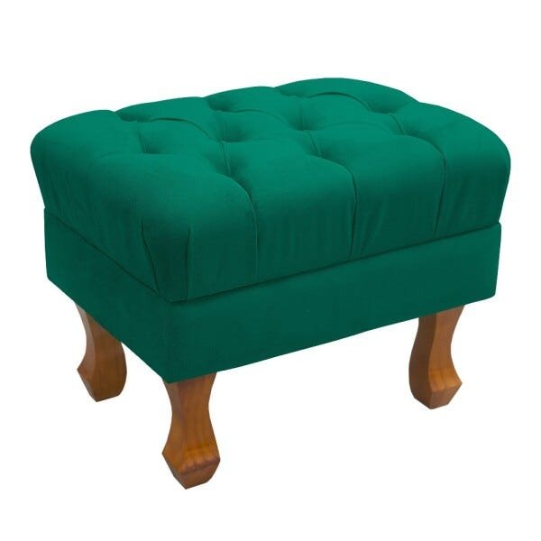 Kit 2 Puffs Retrô Luis XV Capitonê Suede Verde Bandeira | MadeiraMadeira