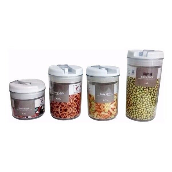 Jogo de 4 potes hermeticos empilhavel em acrilico porta mantimentos ...