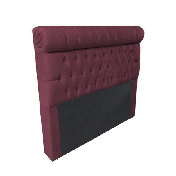 Cabeceira Glamour Cama Box King 1,60 m Suede Bordô | MadeiraMadeira
