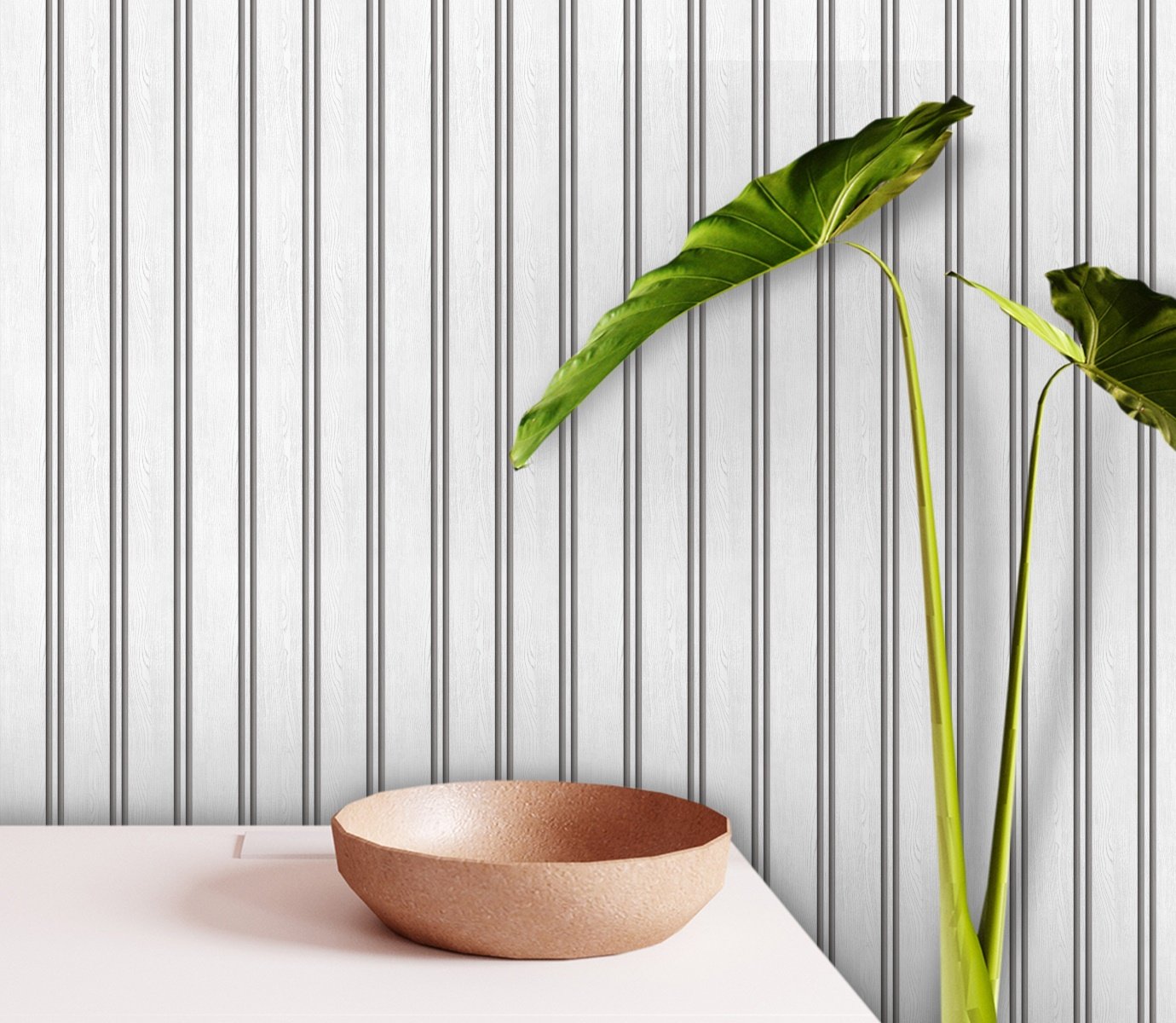 Papel de Parede Estilo Ripado Textura Madeira Branca 15m | MadeiraMadeira