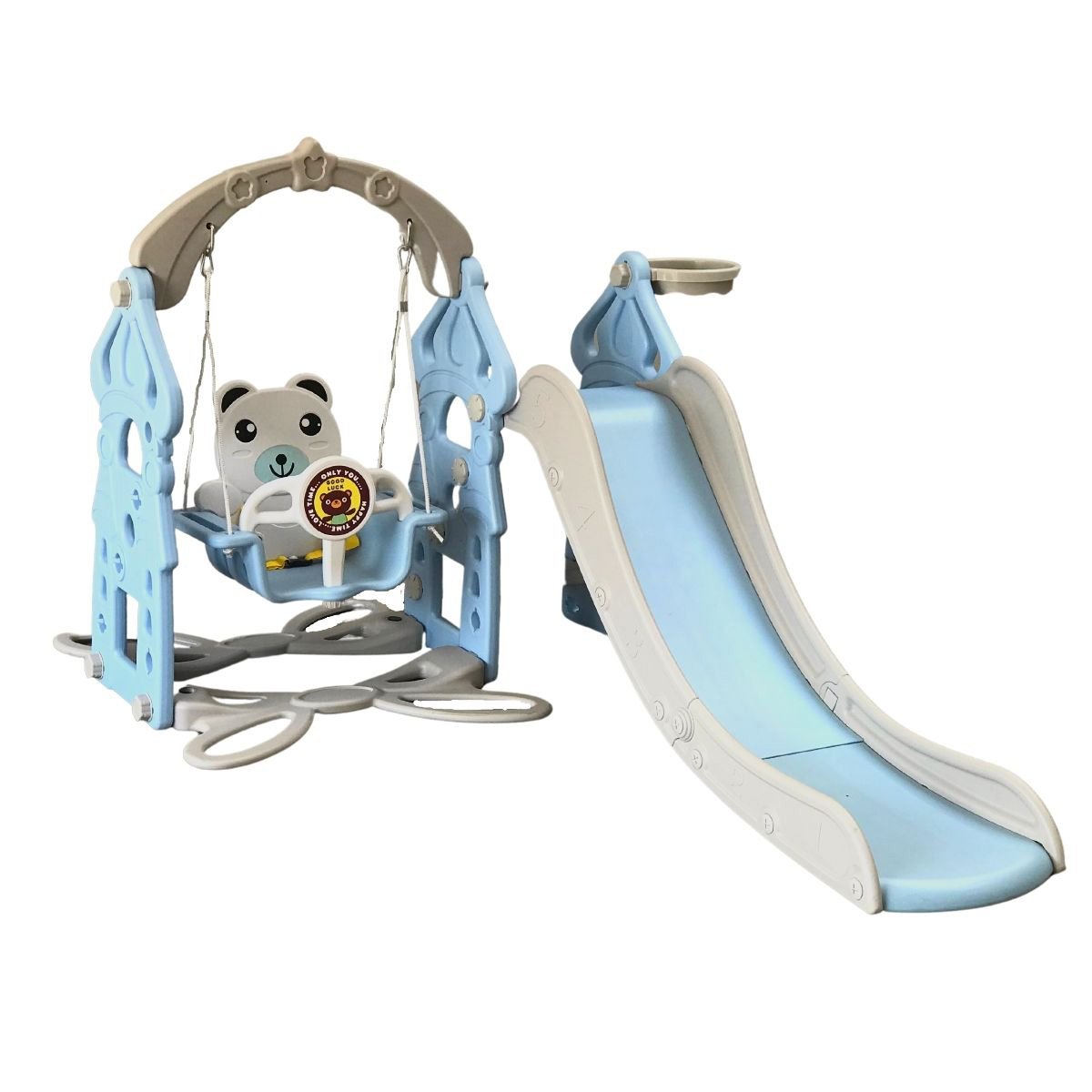 Playground Infantil 3 em 1 Plástico Escorregador Balanço Cesta Basquete ...