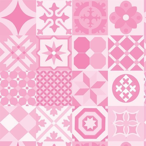 Papel De Parede Adesivo Azulejo Português Rosa Claro - 12m | MadeiraMadeira