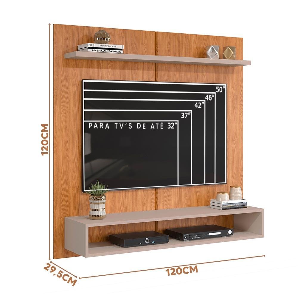 Painel Para TV Até 50 Polegadas Carvalho Nobre Griz Theo DJ Móveis ...