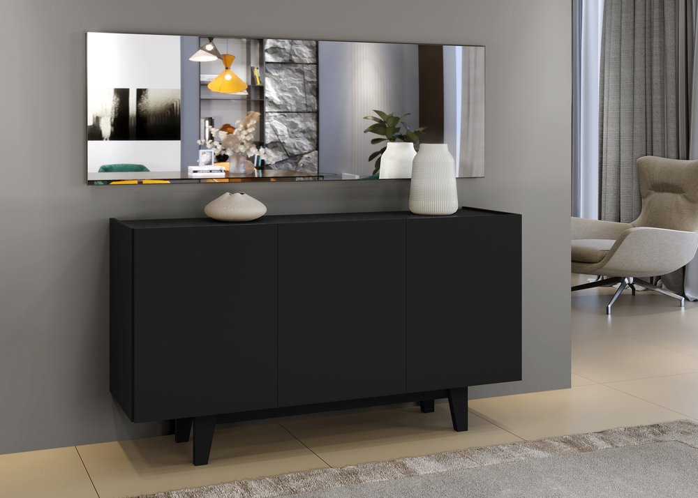 BUFFET CAROLINA - 03 PORTAS:Preto TX | MadeiraMadeira