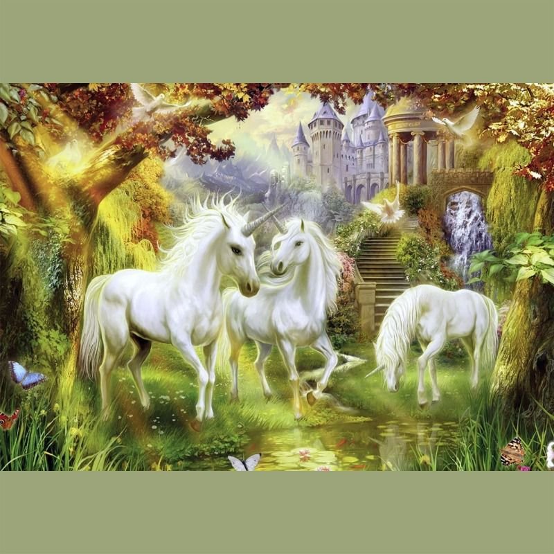 Papel de Parede unicórnio jardim fantasia | MadeiraMadeira