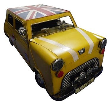 Carro Vintage Decorativo Mini Cooper Londres Retro Mr Bean Amarelo (cj ...