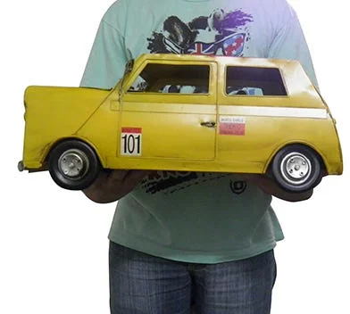 Carro Vintage Decorativo Mini Cooper Londres Retro Mr Bean Amarelo (cj ...