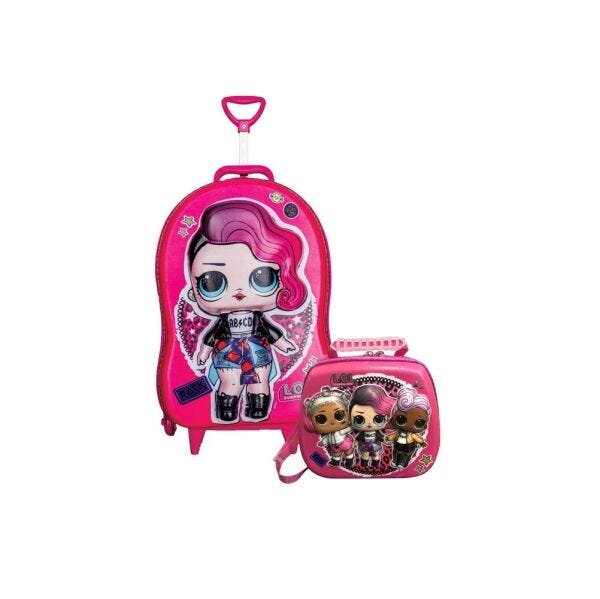 Mochila Escolar LOL Rocker 3D De Rodinha + Lancheira MaxToy - Rosa ...