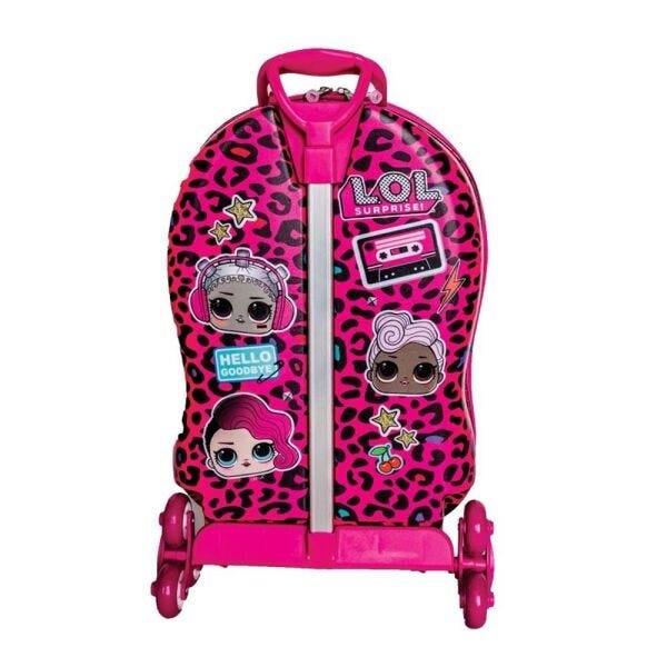 Mochila Escolar LOL Rocker 3D De Rodinha + Lancheira MaxToy - Rosa | MadeiraMadeira