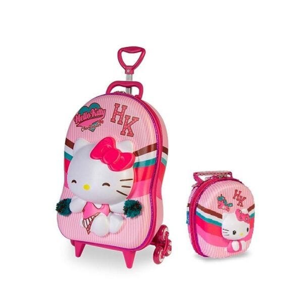 Mochila Escolar De Rodinha Hello Kitty Cheerleader 3D + Lancheira ... Mochila Escolar De Rodinha Hello Kitty Cheerleader 3D + Lancheira ...