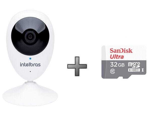 Kit Câmera IP Wifi HD Ic3 Intelbras + Sd 32Gb Classe 10 | MadeiraMadeira