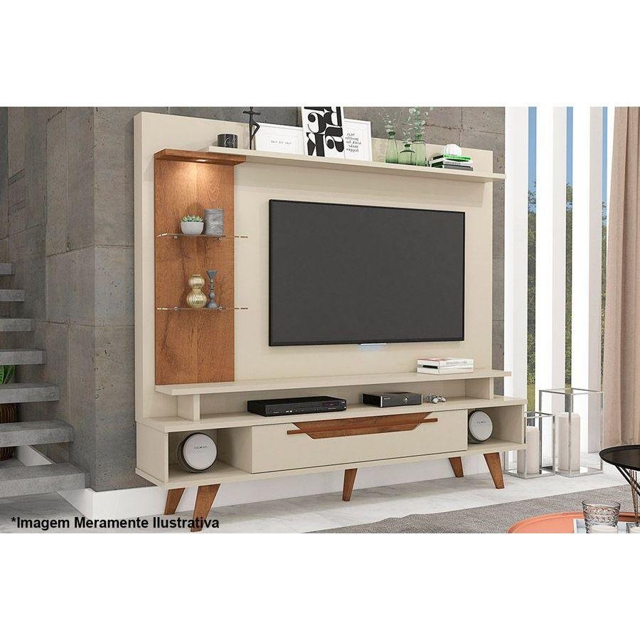 Home para TV Londres até 60 Polegadas c/ 1 Gaveta e 3 Nichos Savana/Off ...