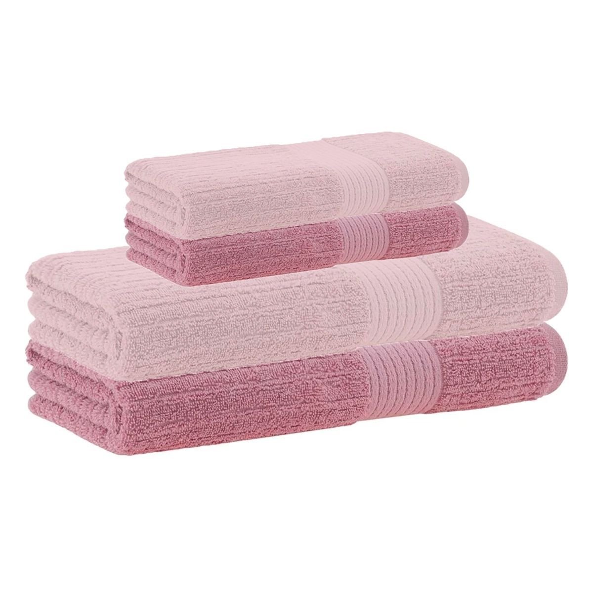 Jogo de Toalha 4 Peças - Fio Penteado - Canelado - 100% Algodão ...