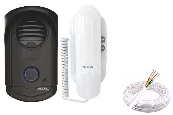 Kit Interfone Porteiro Eletronico Residencial Agl e 20m Cabo ...
