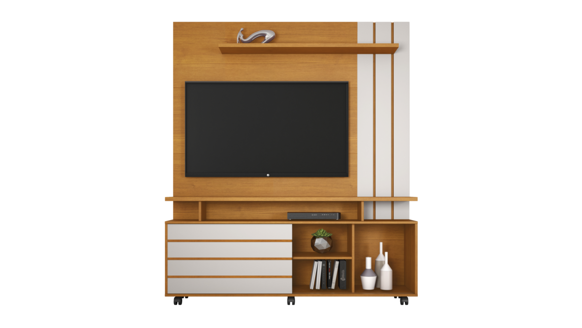 Estante Home para TV até 65 Polegadas Serrano JCM Movelaria Porta Flex Cinamomo/ Off White/Onix ...