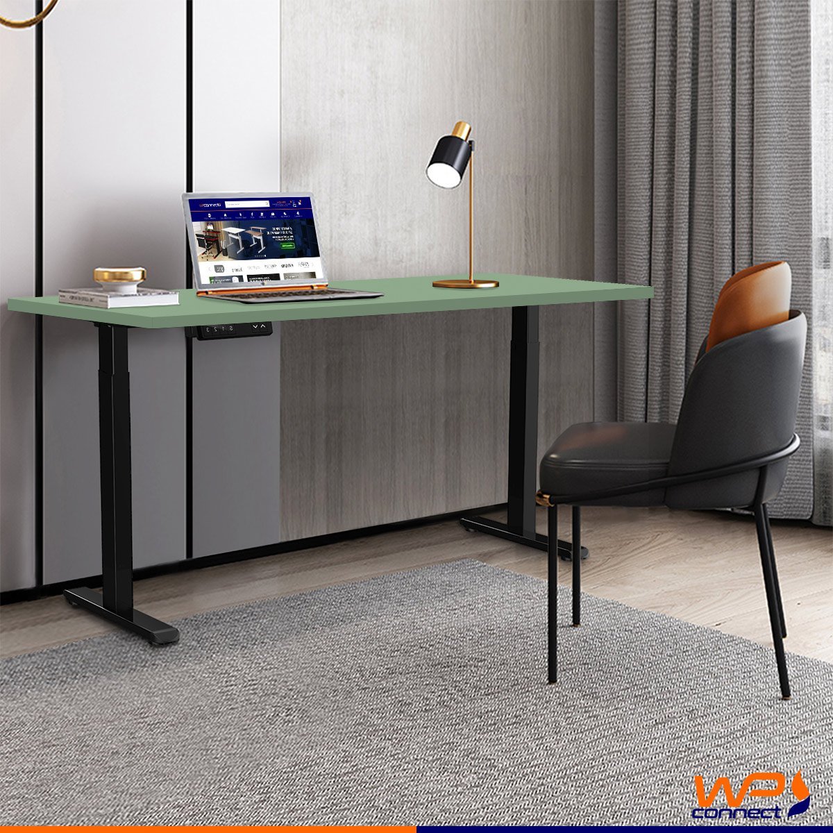 Mesa Elétrica Regulagem de Altura Ergonômica Motor Duplo Tampo Verde ...