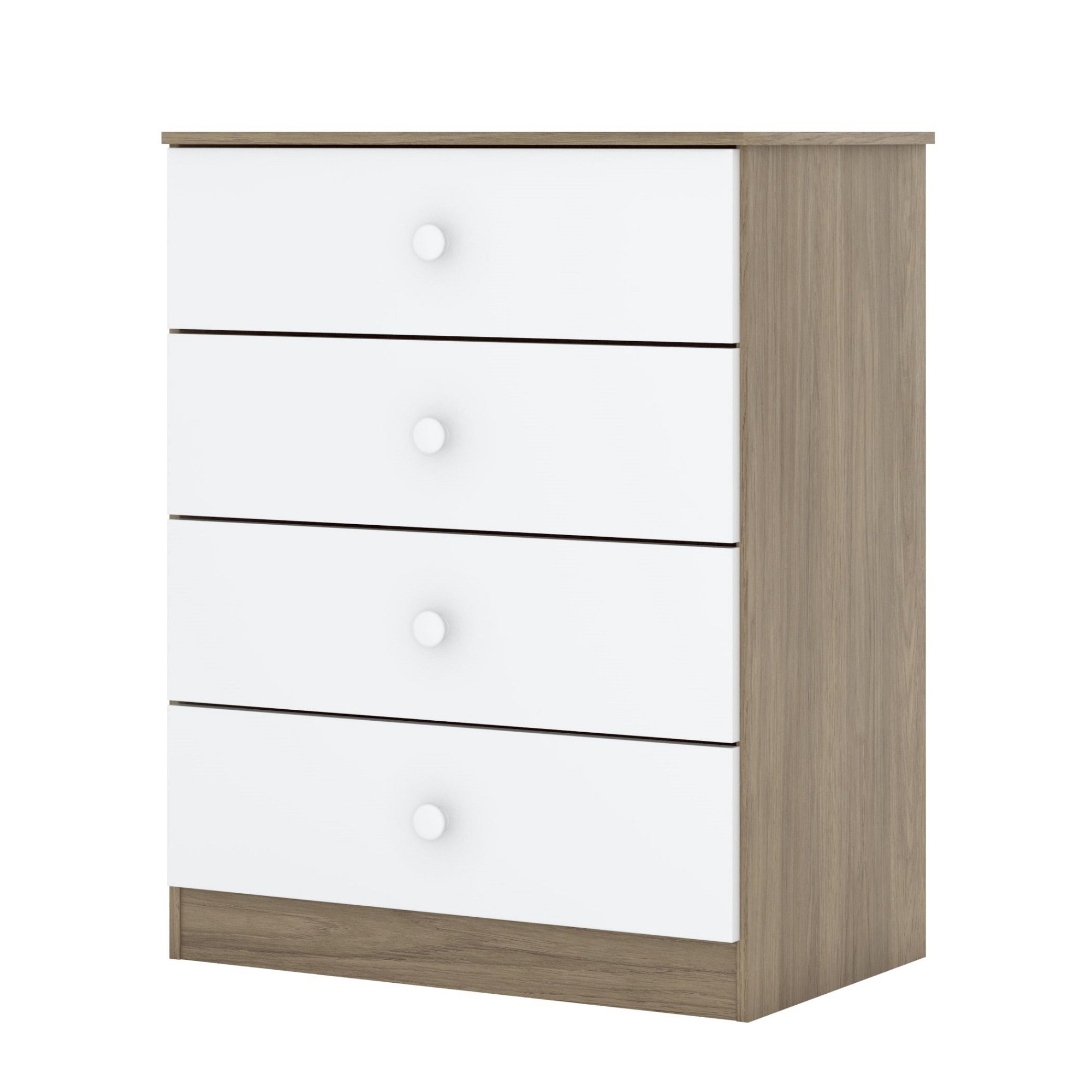 Cômoda Infantil Henn Labirinto 4 Gavetas - Henn - Rústico com Branco | MadeiraMadeira