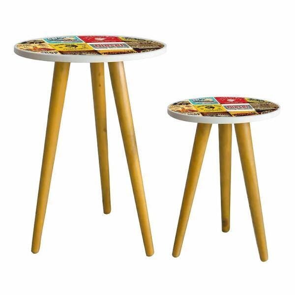 Conjunto Mesa Pé Palito Cervejas 3 Pés Mel | MadeiraMadeira