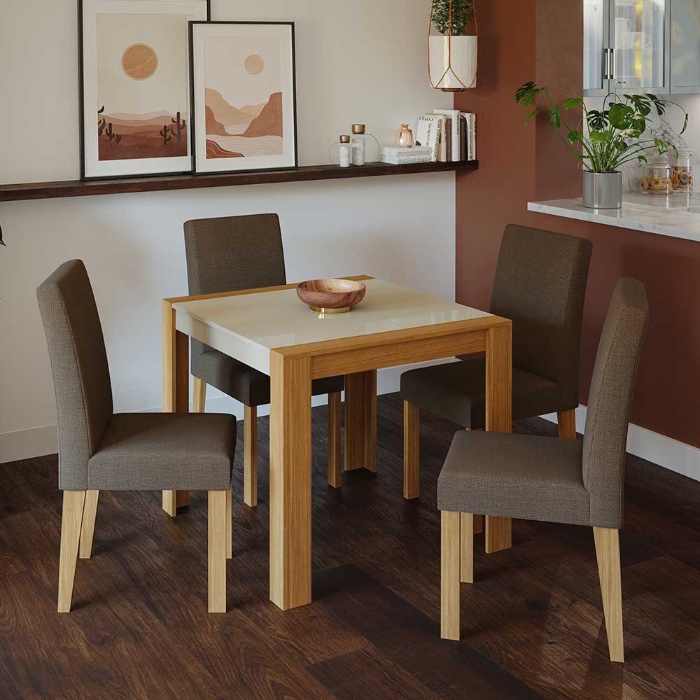 Conjunto Sala de Jantar Mesa Grace 90x90 cm e 4 Cadeiras Maia Cimol ...