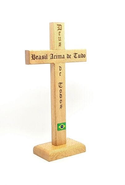 1706 - Cruz da Pátria 23 cm de Mesa - Madeira marrom | MadeiraMadeira