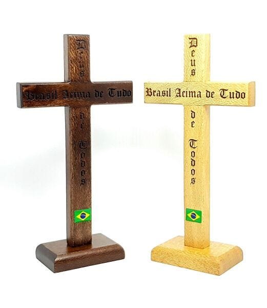1706 - Cruz da Pátria 23 cm de Mesa - Madeira marrom | MadeiraMadeira