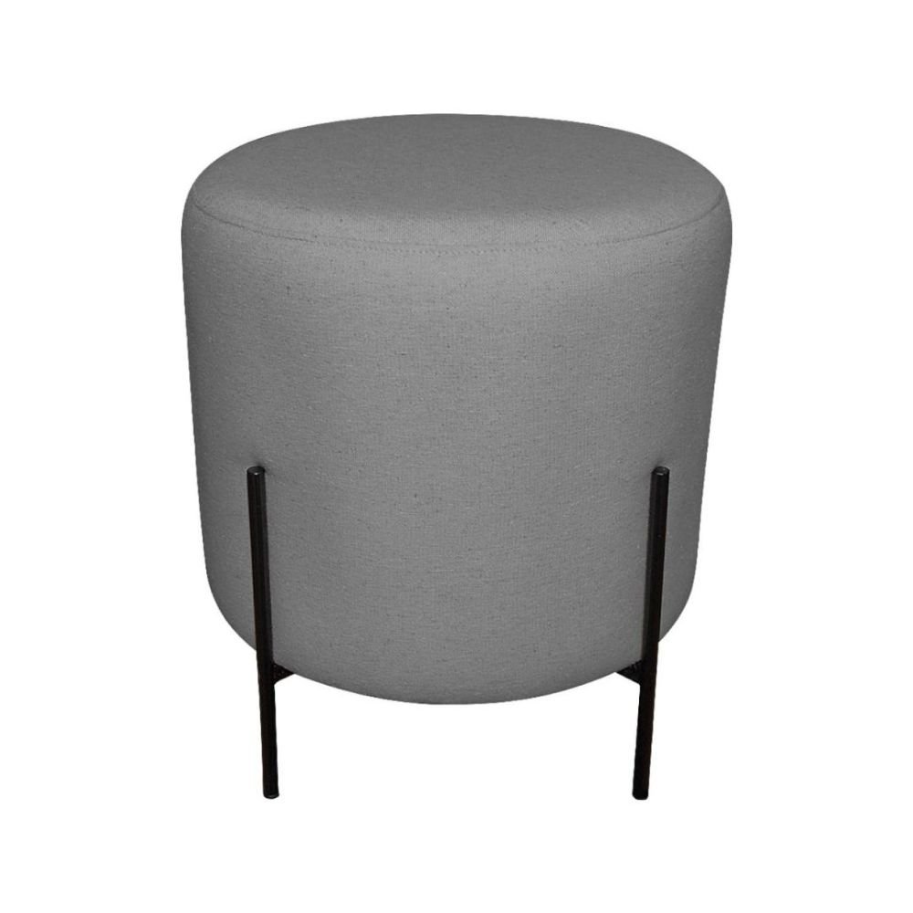 Puff Redondo Decorativo Capri Base Preto Linho:Cinza | MadeiraMadeira