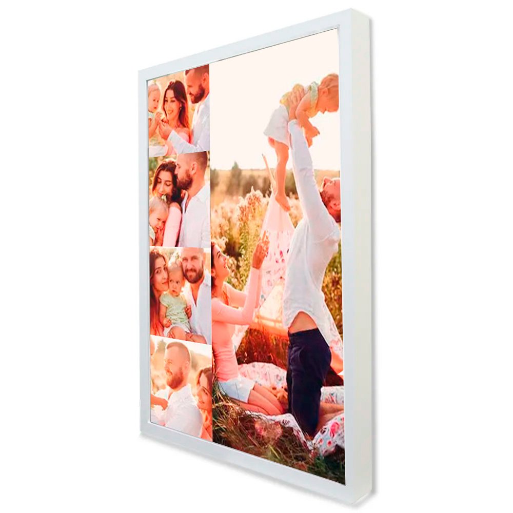 Quadro Multifotos Família em Moldura Caixa Tacolado Moldura Caixa 3cm Branca sem Vidro ...