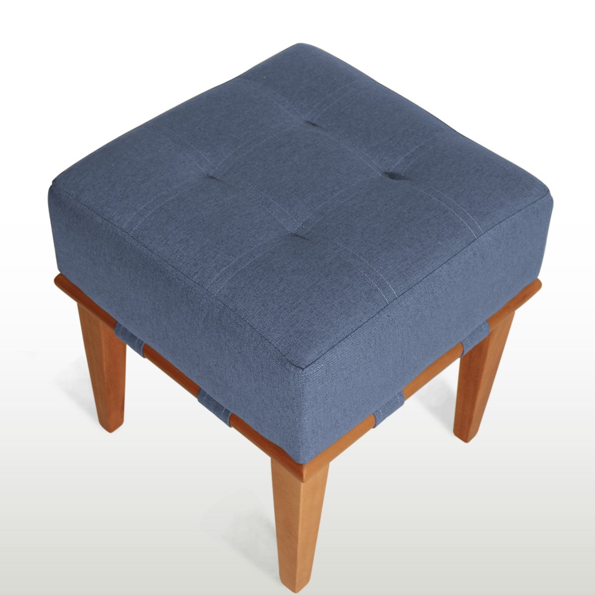 Puff Quadrado para Sala de Linho - Azul Claro | MadeiraMadeira