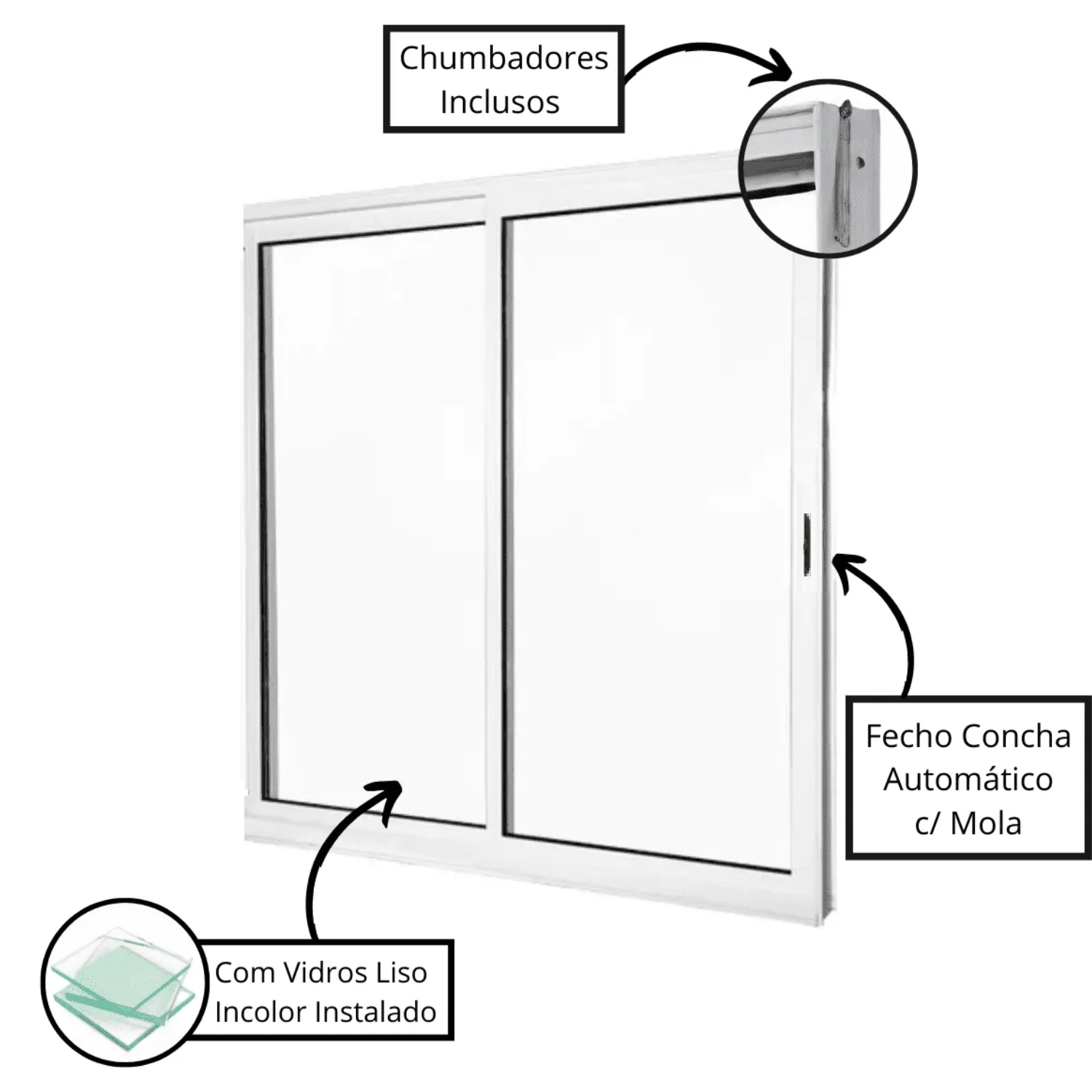 Janela Sala Vitro Alumínio Branco S/g 100x120 2f L.18 (emborrachado ...