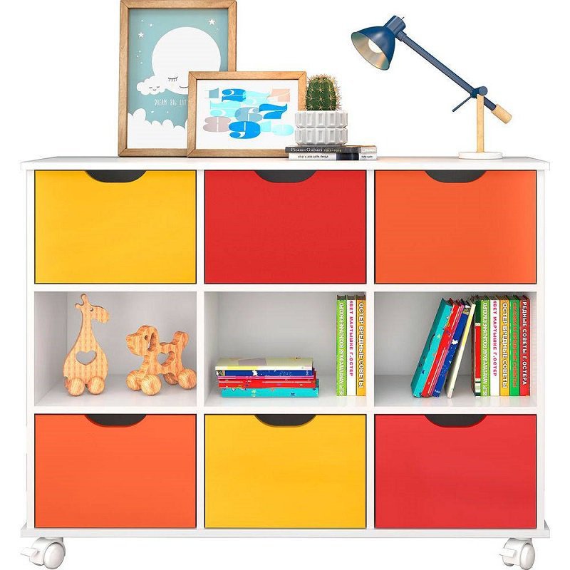 Nicho Organizador Branco 1478 Com 6 Gavetas Color E Rodízios - Qmovi ...