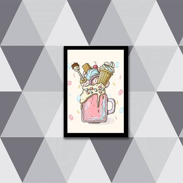 Quadro Decorativo Ilustração Sorvete Sunday | MadeiraMadeira