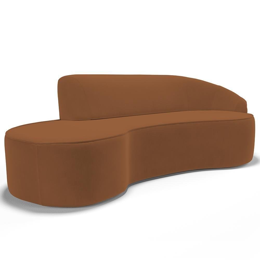 Sofá 4 Lugares Curvo Living Firenze Direito D02 Veludo Telha 280cm C-262 - Lyam | MadeiraMadeira