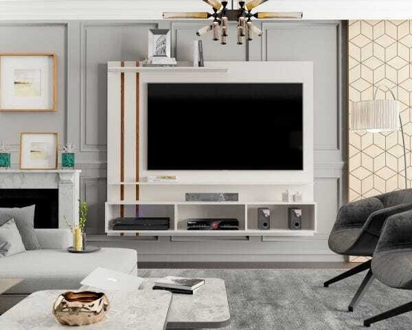 Painel para Tv 65 Polegadas Prime - Off White/Nature | MadeiraMadeira