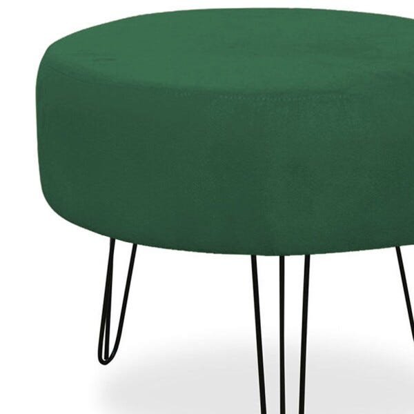 Kit 2 Puffs Redondos para Sala Chloe Suede Verde Bandeira | MadeiraMadeira