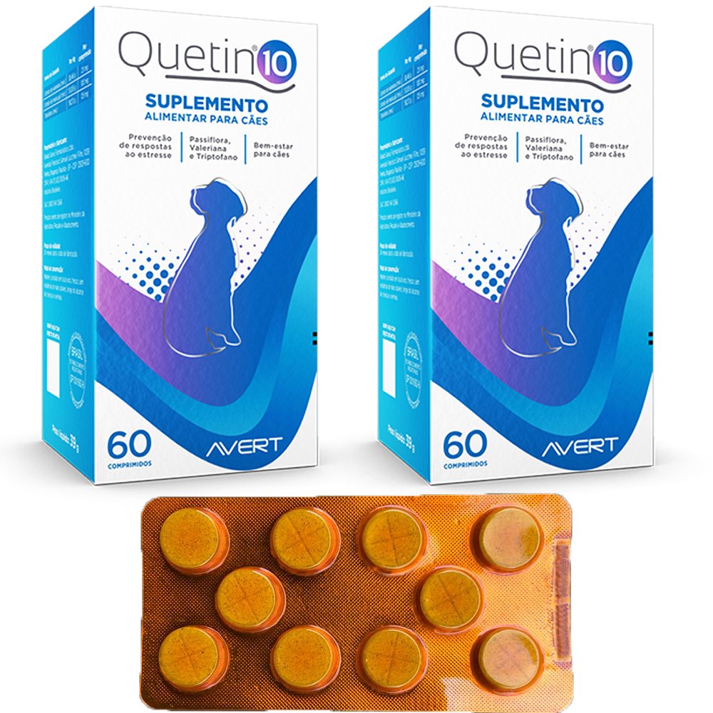 2 Suplemento Alimentar Quetin 10 para Cães 120 Comprimidos Avert ...