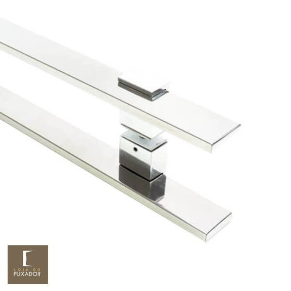 Puxador Para Portas Duplo em Aço Inox 304 Modelo Luma Polido Brilhante ...