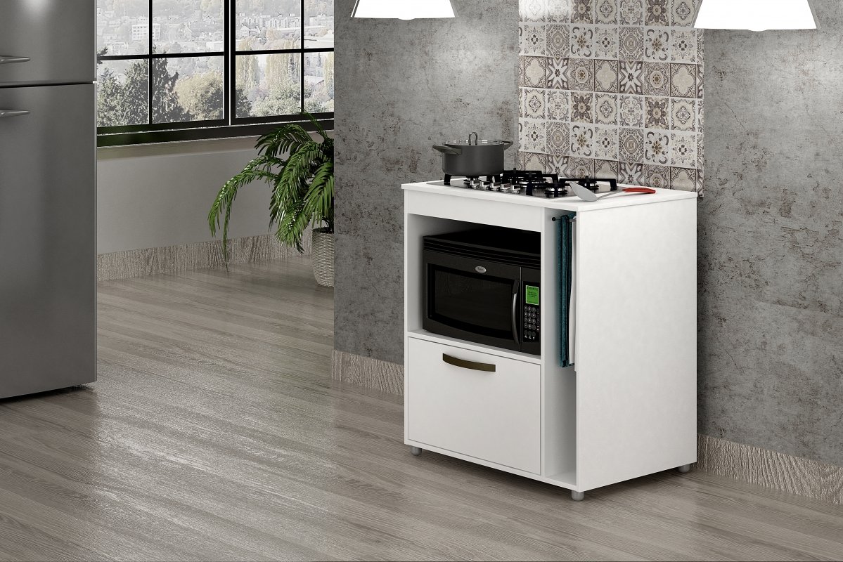 Balcão Cooktop Bia Branco | MadeiraMadeira