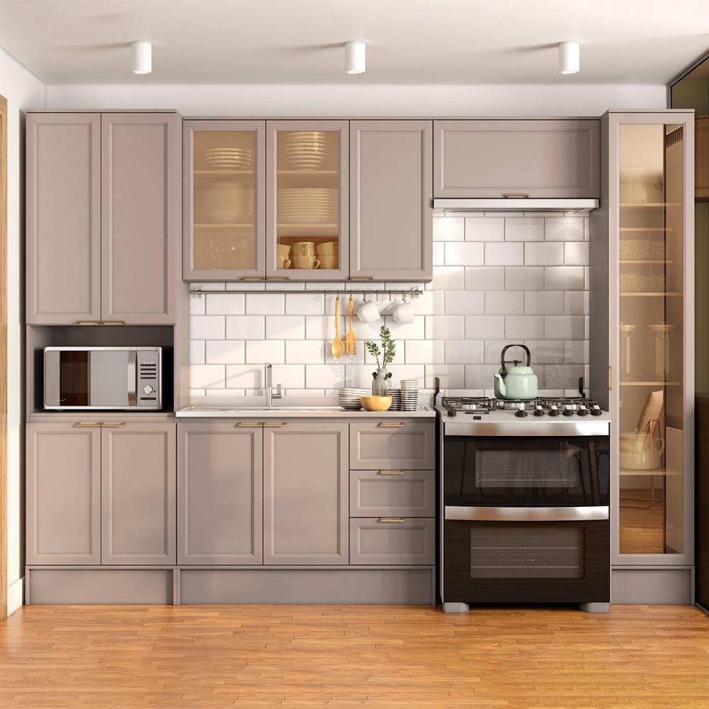 Cozinha Completa Clássica Modulável Mdf Carraro Malta Duna Cor:duna ...