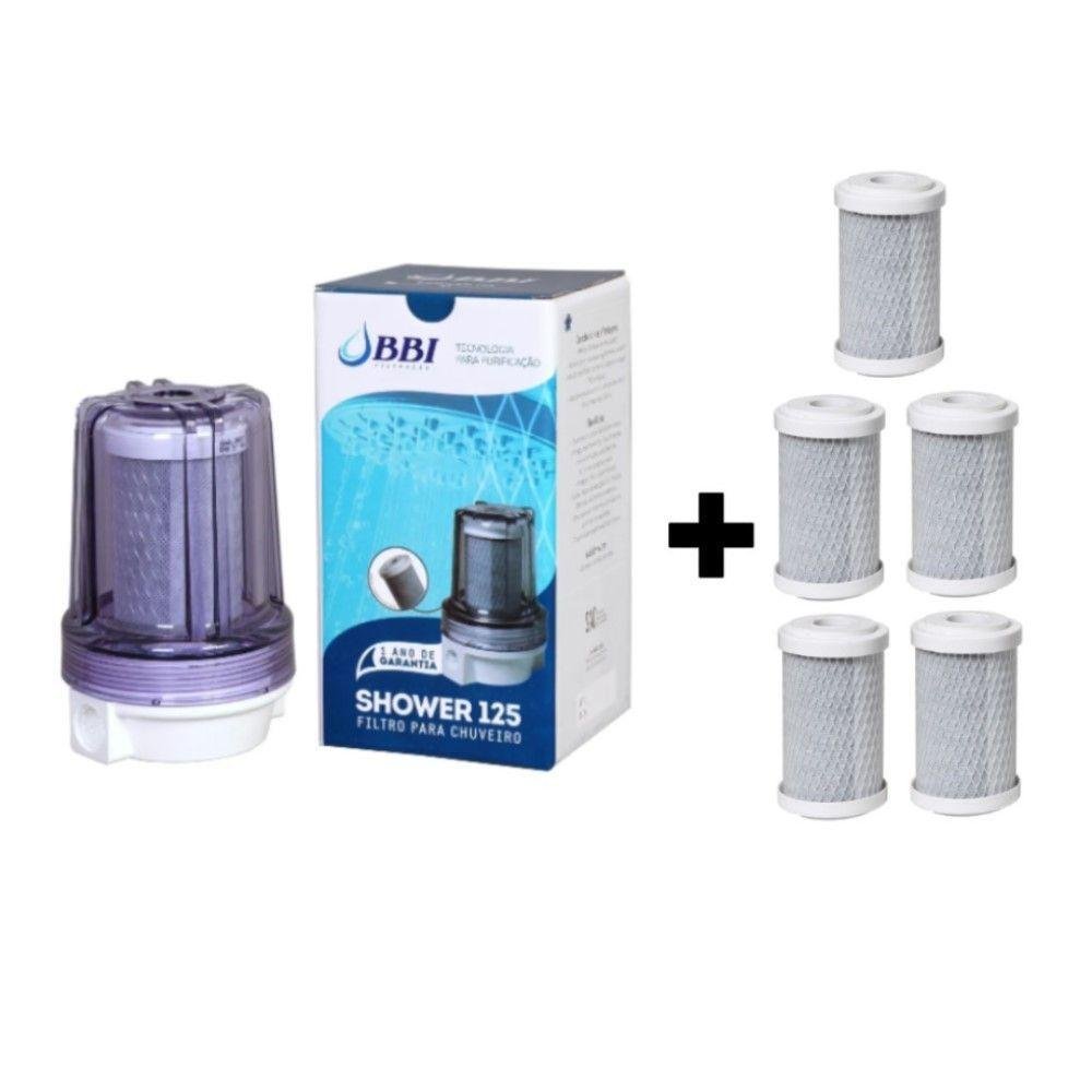 Filtro para Chuveiro Carvão Ativado + 5 Refis Bbi Filtração ...