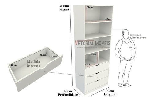 Armário Misto Colmeia Arara M23 100% Mdf Roupeiro Closet Loja - Branco ...