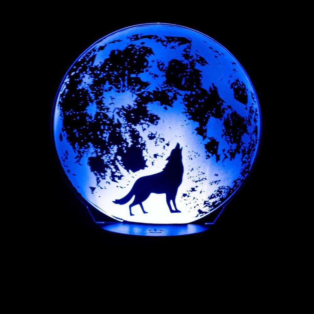 Luminária de Led - o Lobo e a Lua Cheia | MadeiraMadeira